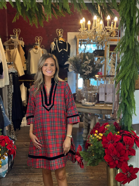 Bethany Red Plaid Dress – Cactus Flower
