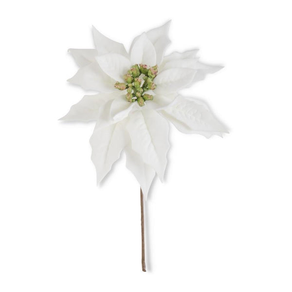 9 Inch White Poinsettia Stem – Cactus Flower