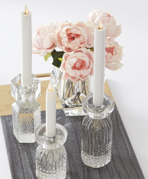 2 Pack 9.5 Inch White Wax Luminara Taper Candles – Cactus Flower