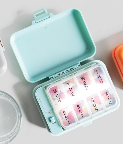 Wellness Keeper Light Up Pill and Vitamin Case – Cactus Flower