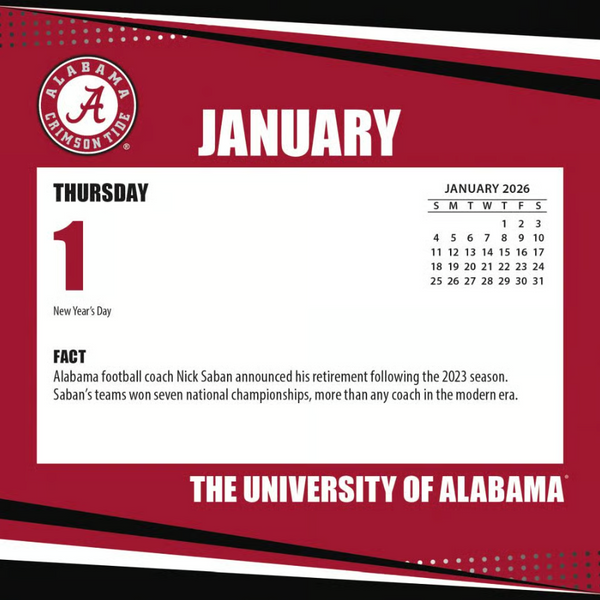 ALABAMA CRIMSON TIDE 2026 BOX CALENDAR – Cactus Flower